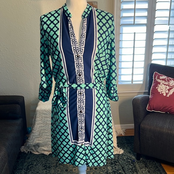 Grifflin Paris | Dresses | Green And Blue Pattern Dress From Grifflin ...